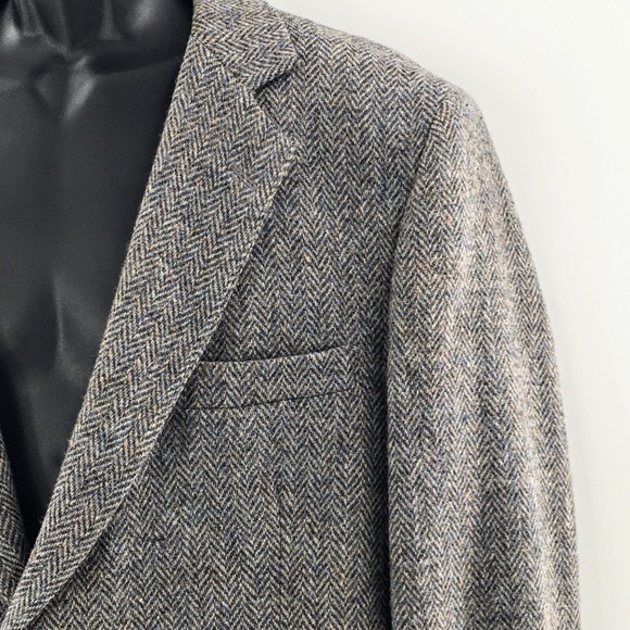 Harris Tweed | Suits & Blazers | Vtg Harris Tweed Herringbone Mens Blazer 2 Button Wool Sport ...